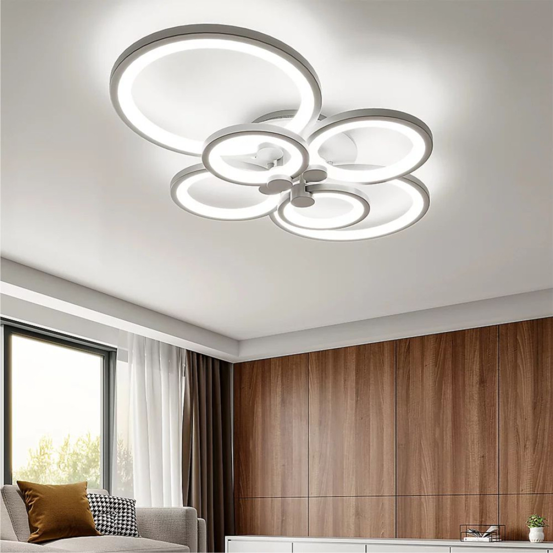 LUSTRA LED CERCURI 100W CU 6 BRATE 3 CULORI+IR 830mm x 140mm - DL75L046