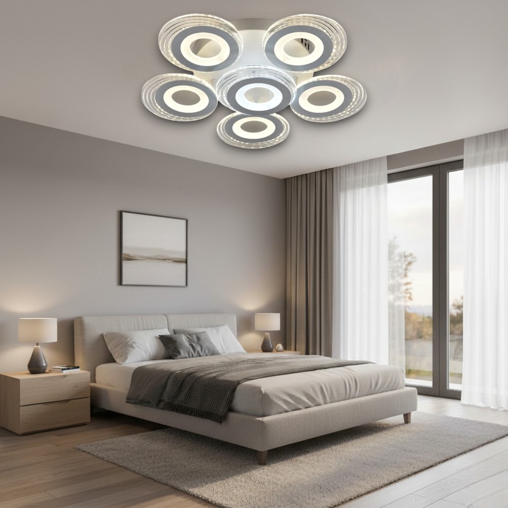 LUSTRA LED CERCURI 150W CU 6 BRATE 3 CULORI+IR 550x130mm - DL75L086