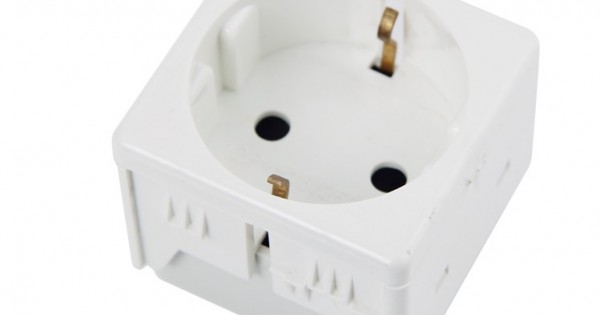 Mod Priza modulara cu impamantare,alba - 2 module - SPN1360