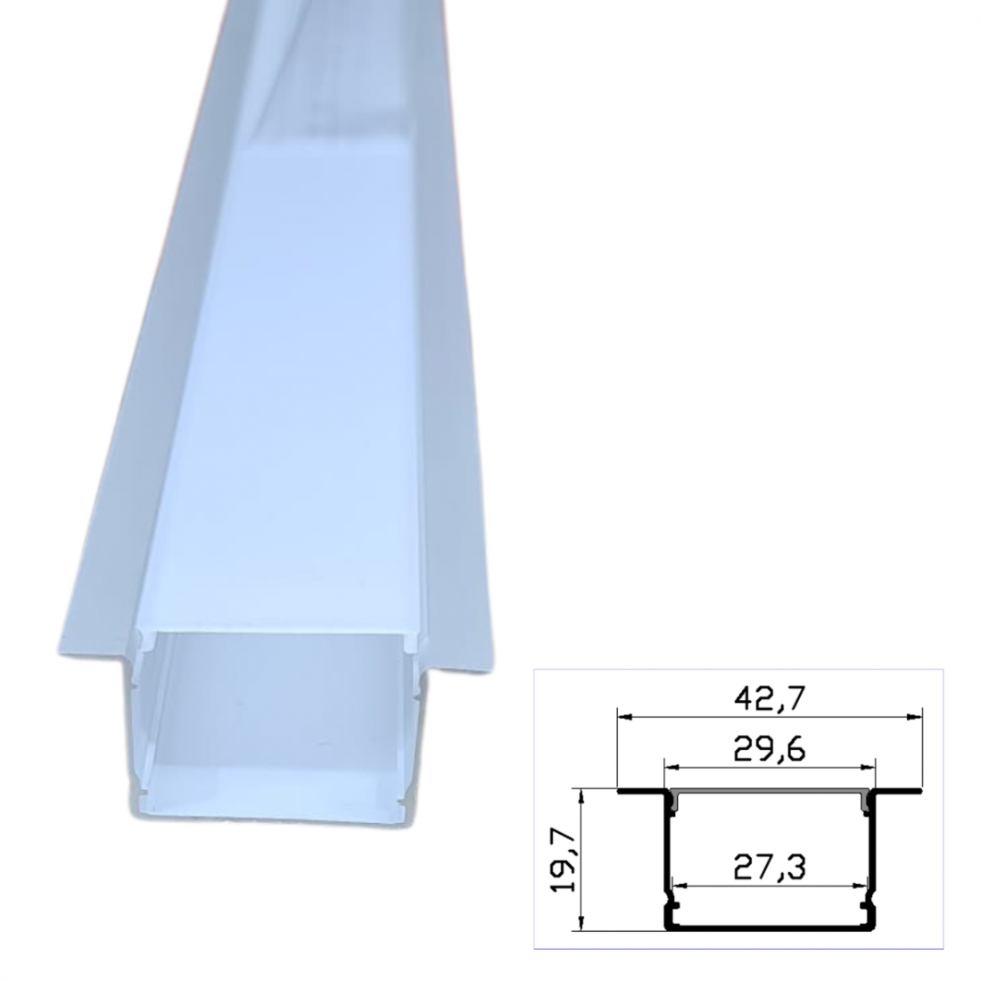 Profil banda LED, montaj incastrat, aluminiu, 2 m - DL66939
